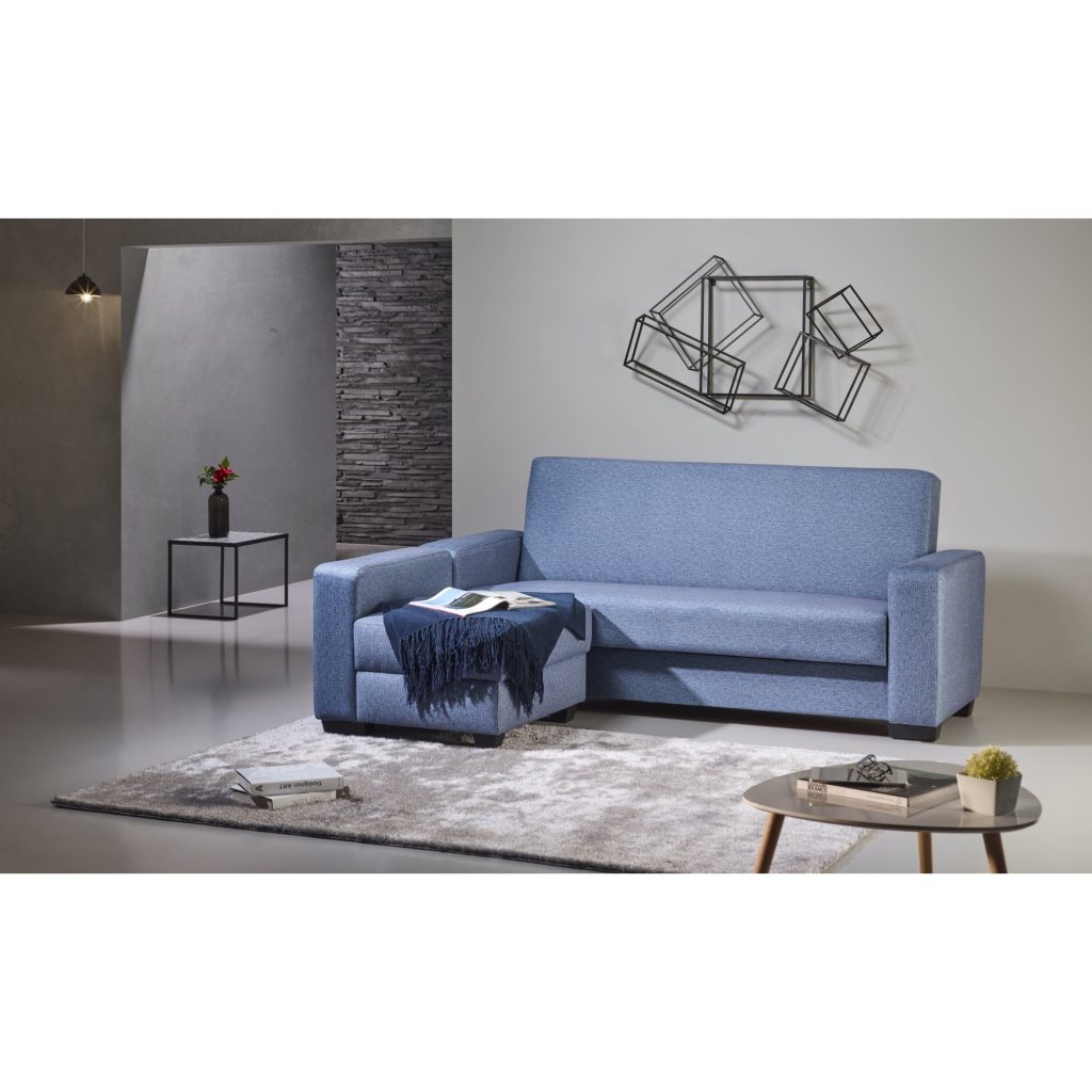 RomaSofá Cama com Puff Chaise – Móveis Dias